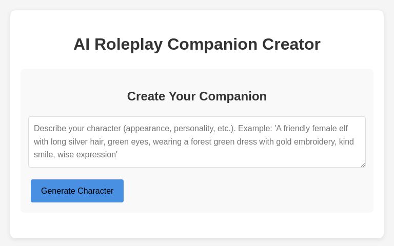 AI Roleplay Companion Creator