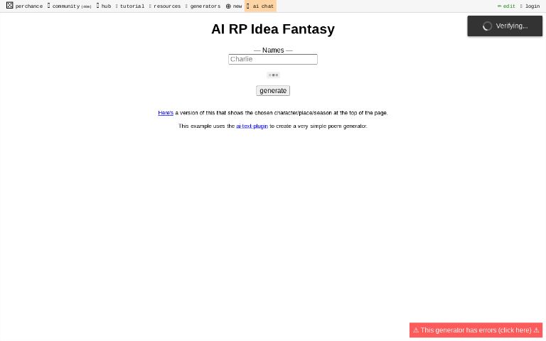 AI RP Idea Fantasy ― Perchance Generator