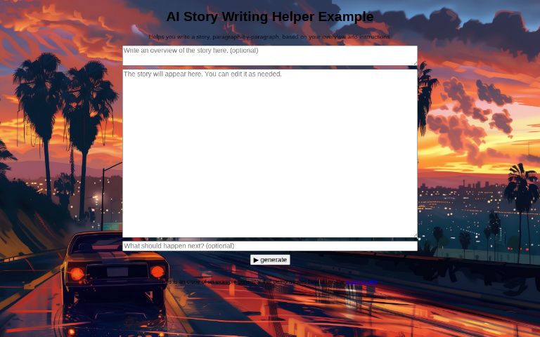 AI Story Writing Helper Example ― Perchance Generator