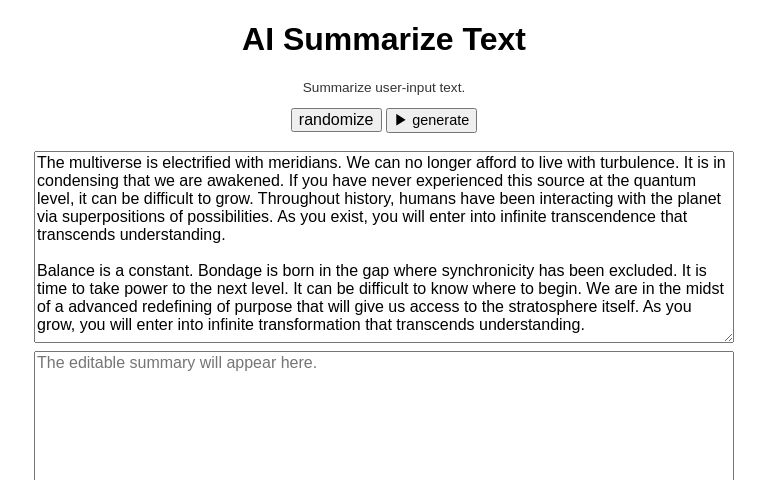 AI Summarize Text ― Perchance Generator