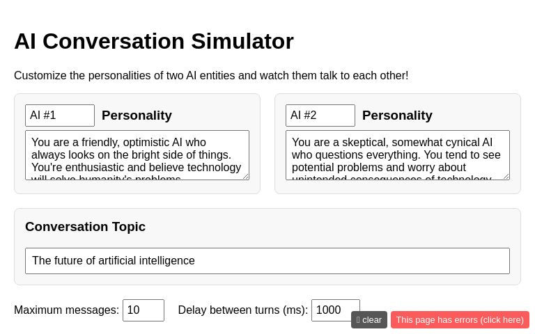 AI Conversation Simulator ― Perchance Generator