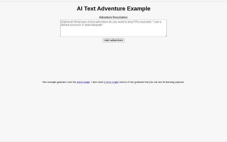 AI Text Adventure Example ― Perchance Generator