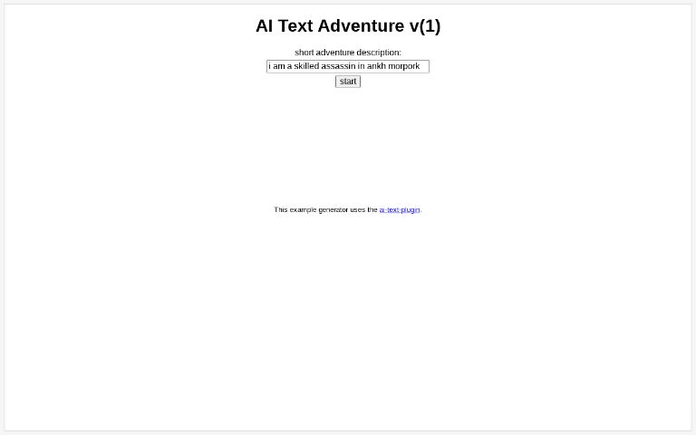 AI Text Adventure v(1) ― Perchance Generator