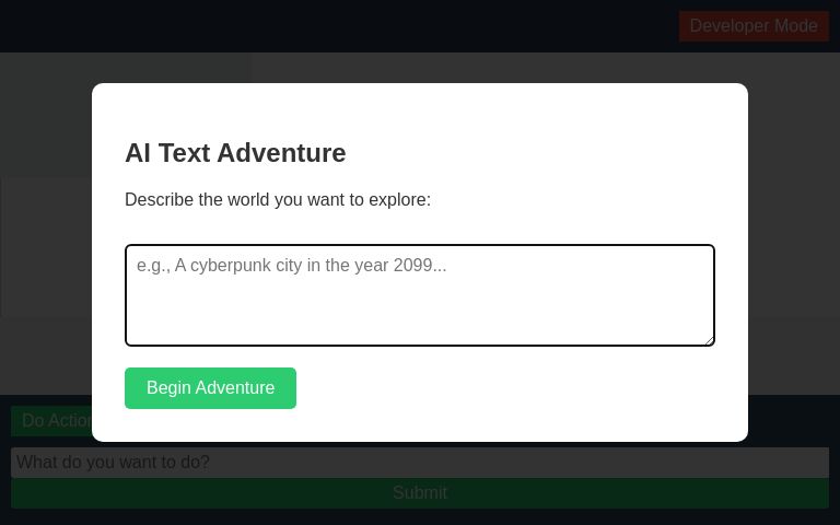 AI Text Adventure ― Perchance Generator