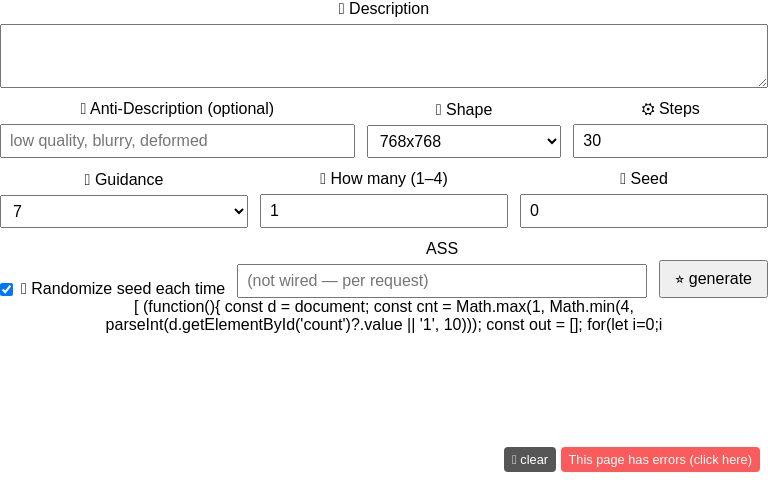 Custom T2I — No Framework ― Perchance Generator