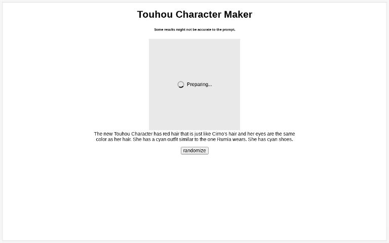 Touhou Character Maker ― Perchance Generator