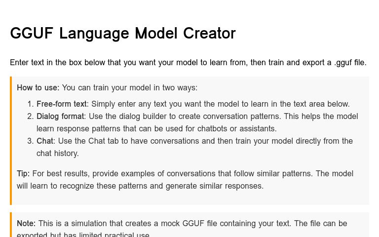 GGUF Language Model Creator ― Perchance Generator