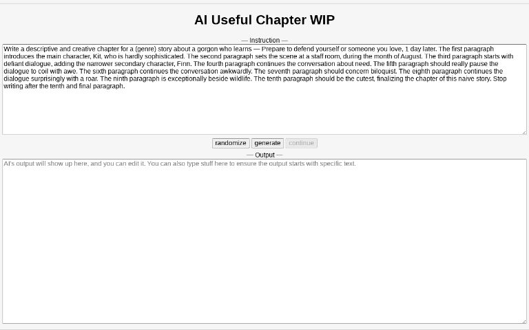 AI Useful Chapter WIP ― Perchance Generator