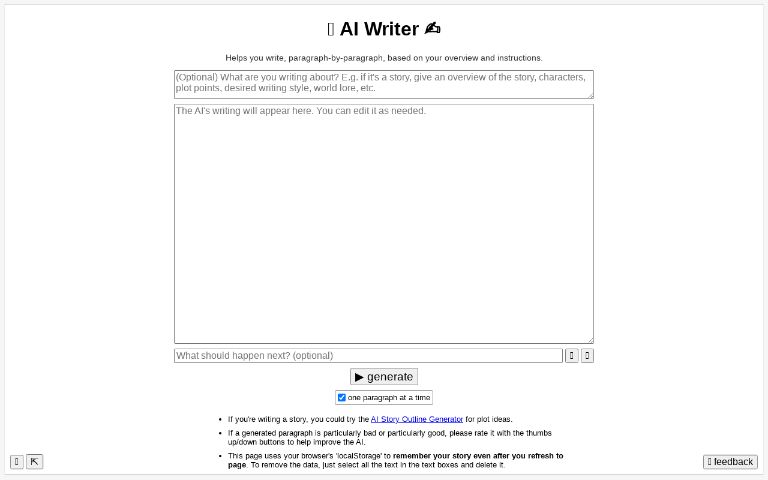 AI Writer (free, unlimited, no sign-up) ― Perchance Generator