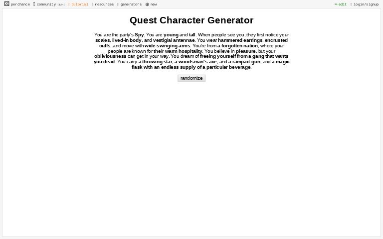 Quest Character Generator