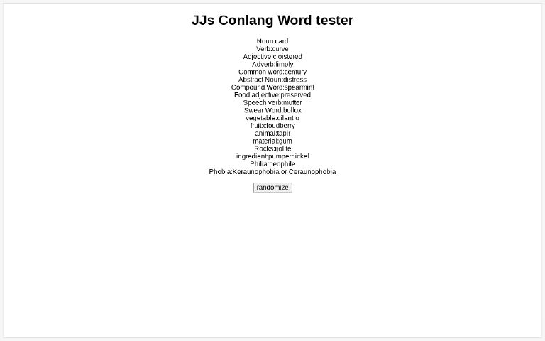 JJs Conlang Word tester ― Perchance Generator