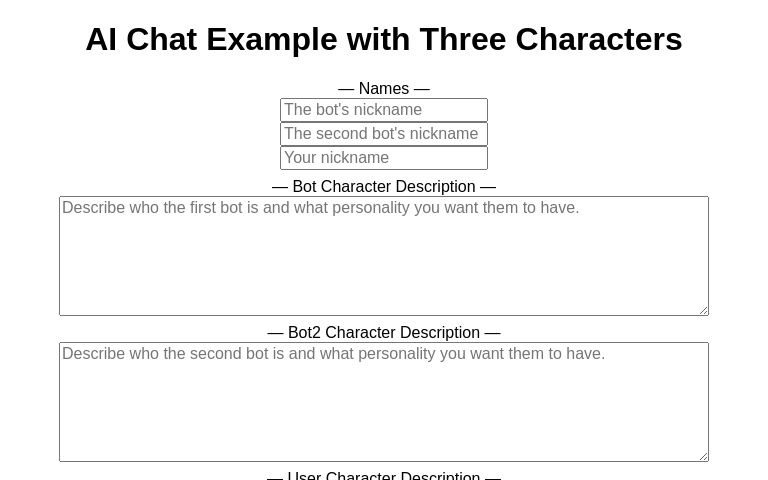 AI Chat Example with Three Characters