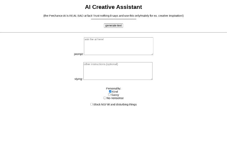 AI Creative Assistant ― Perchance Generator