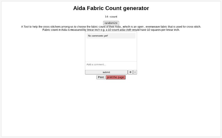 Aida Fabric Count generator