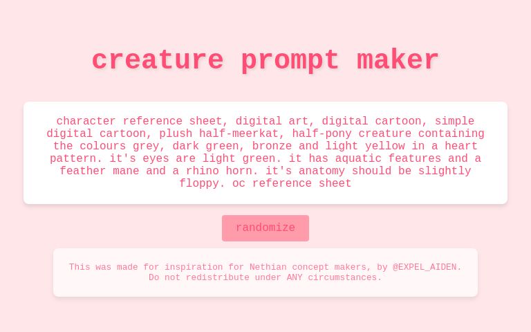 creature prompt maker ― Perchance Generator