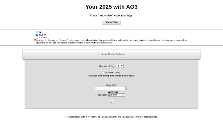 Your 2025 with AO3 ― Perchance Generator