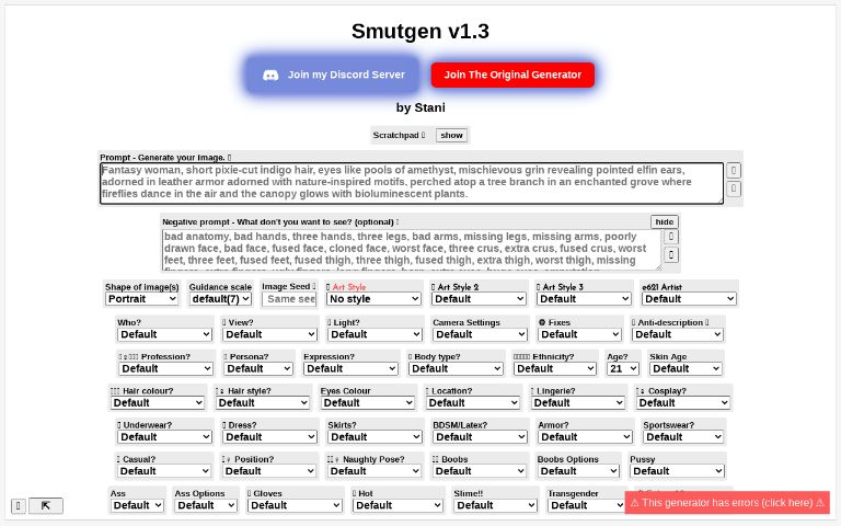 Smutgen v1.3 ― Perchance Generator