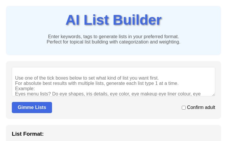 AI List Builder ― Perchance Generator