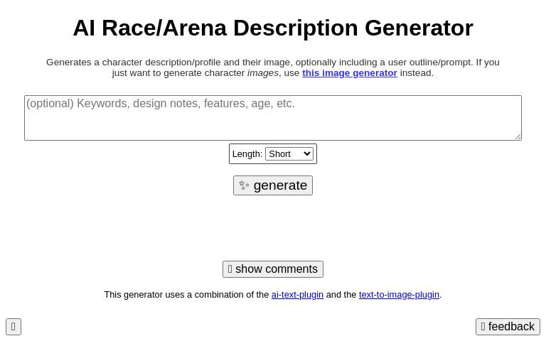 AI Race/Arena Description Generator (free, no sign-up, unlimited)