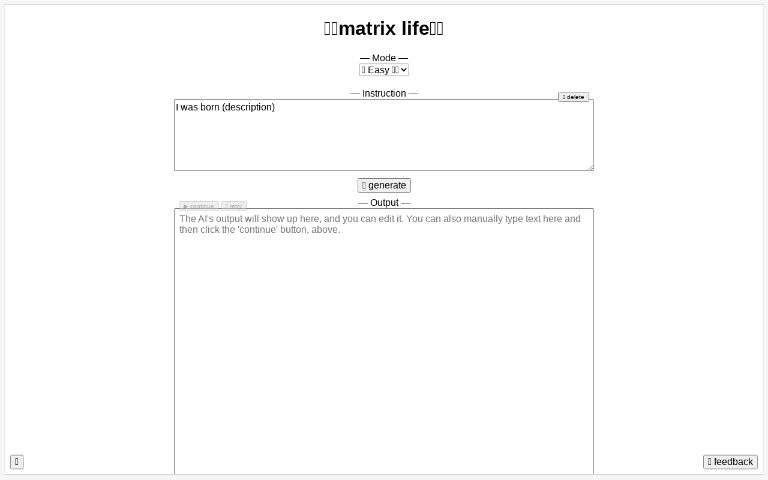 matrix life ― Perchance Generator