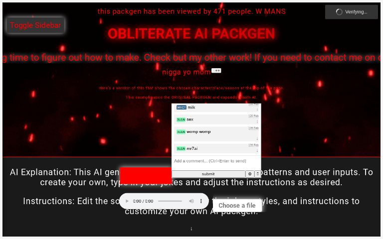 OBLITERATE AI PACKGEN ― Perchance Generator