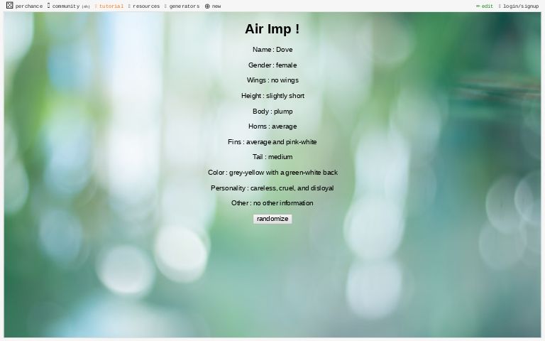 Air Imp ! ― Perchance Generator