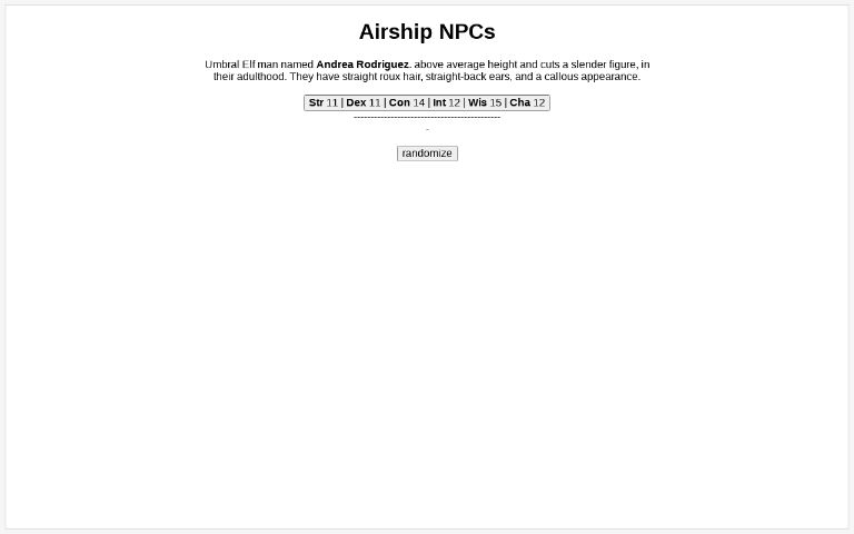 Airship NPCs ― Perchance Generator