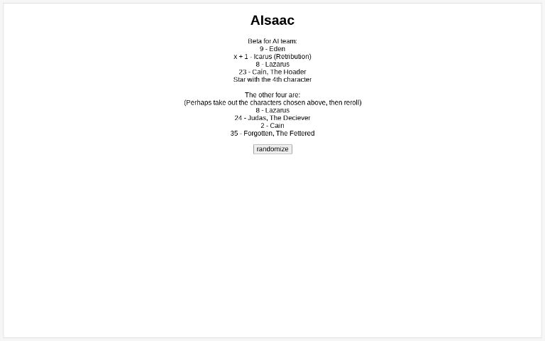 AIsaac ― Perchance Generator