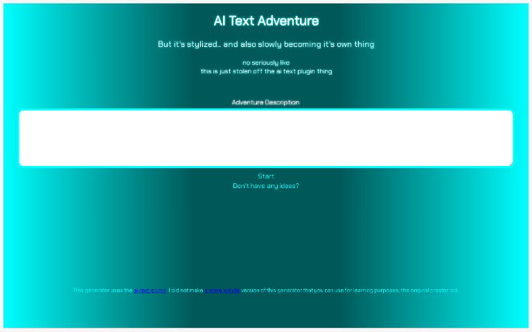AI Text Adventure ― Perchance Generator