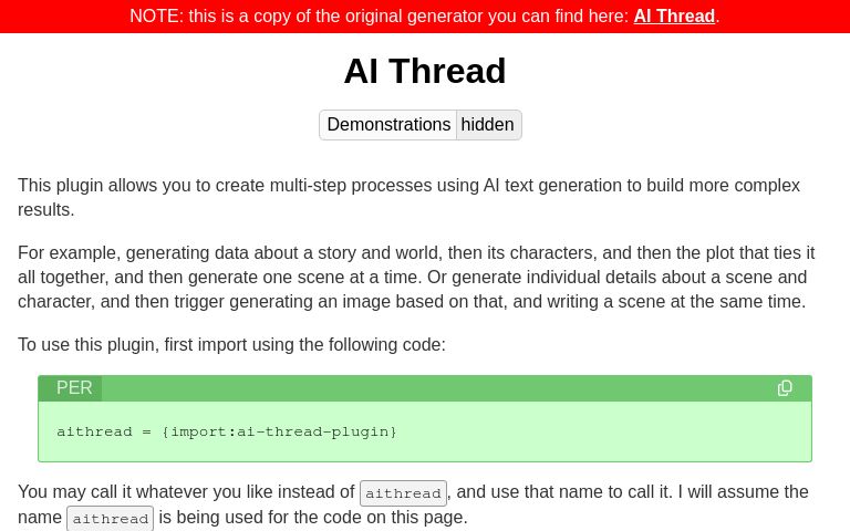 AI Thread ― Perchance Generator