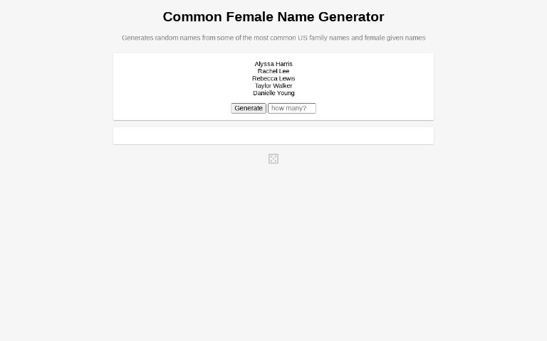 Common Female Name Generator