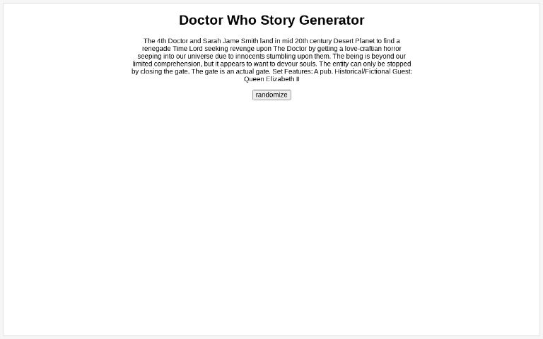 Doctor Who Story Generator