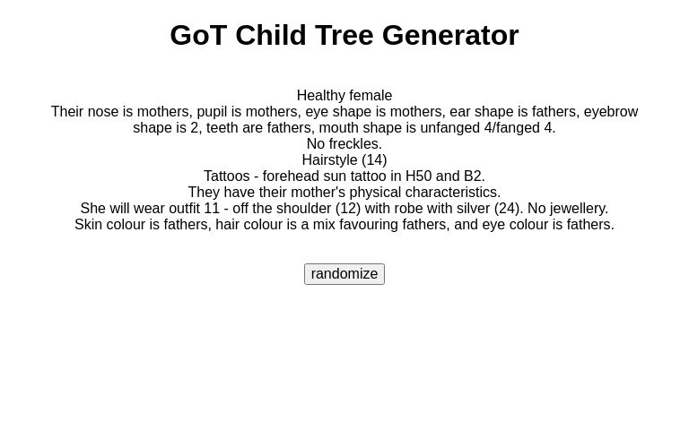 GoT Child Tree Generator