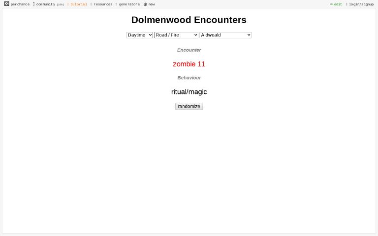 Dolmenwood Encounters ― Perchance Generator