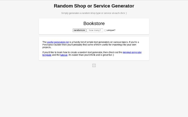 Random Shop or Service Generator