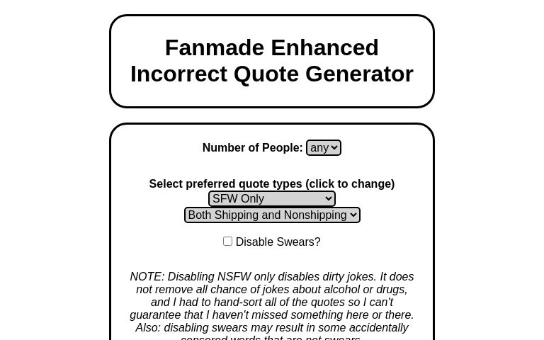 Fanmade Enhanced Incorrect Quote Generator