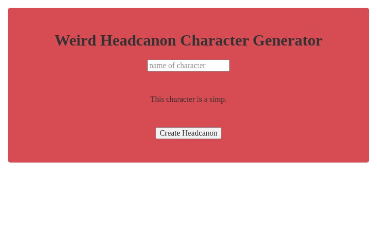 Weird Headcanon Character Generator