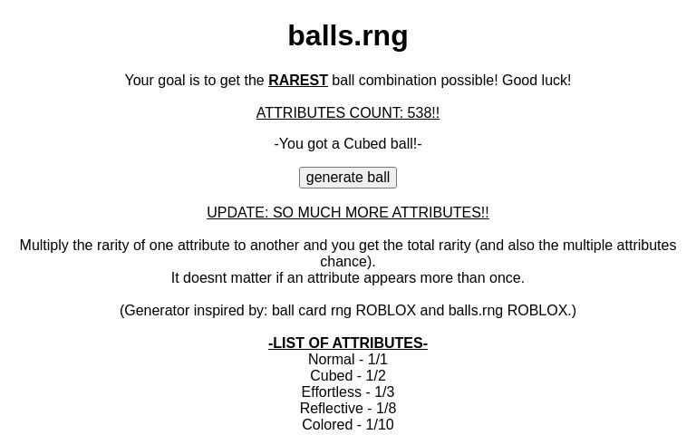 balls.rng ― Perchance Generator
