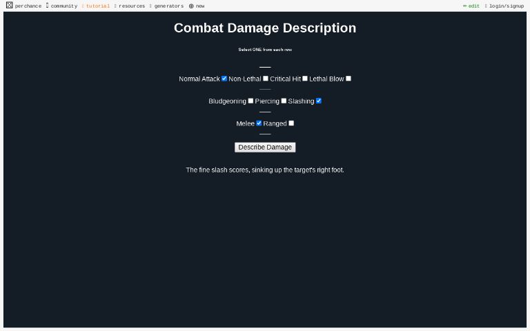 Combat Damage Description ― Perchance Generator