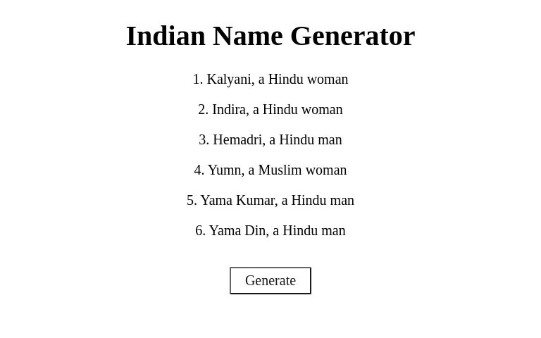 Indian Name Generator