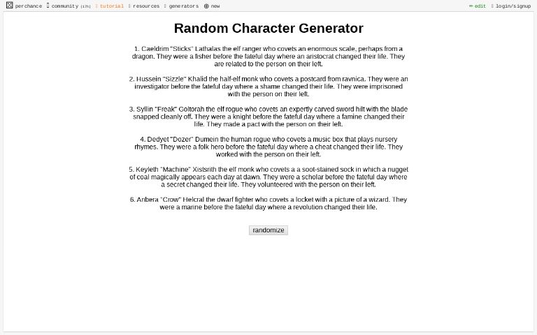 Random Character Generator