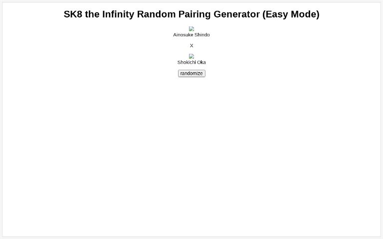 SK8 the Infinity Random Pairing Generator (Easy Mode)