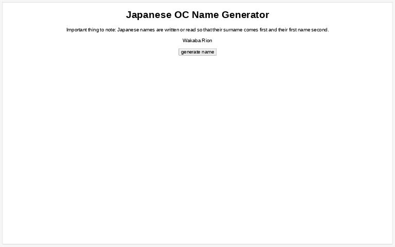 Japanese OC Name Generator