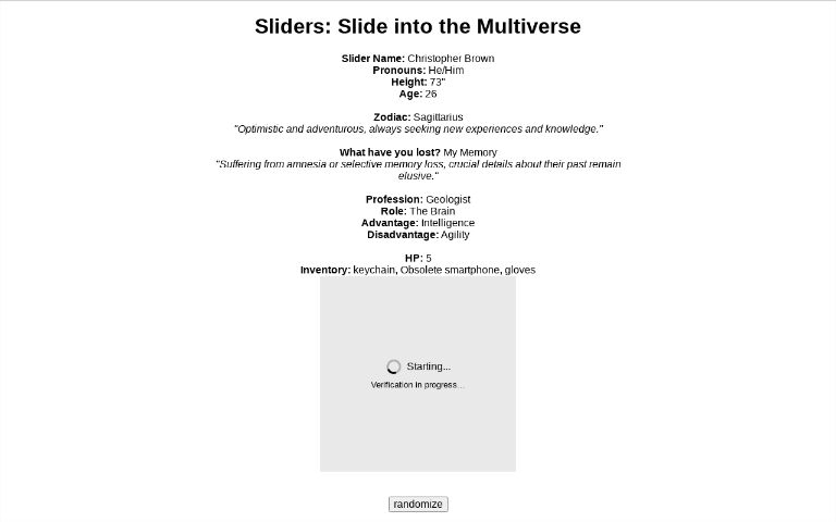 Sliders: Slide into the Multiverse ― Perchance Generator