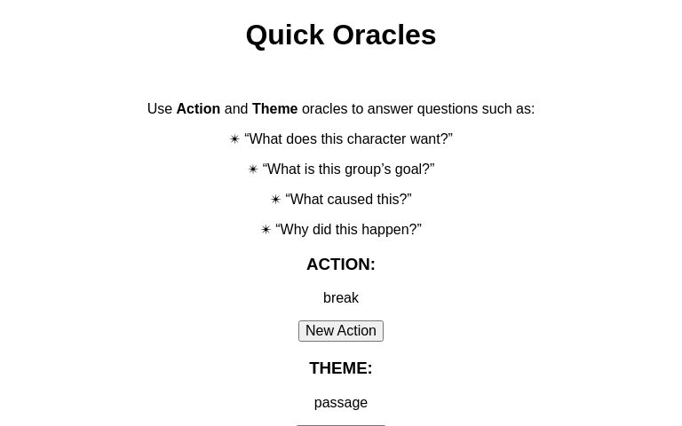 Quick Oracles ― Perchance Generator