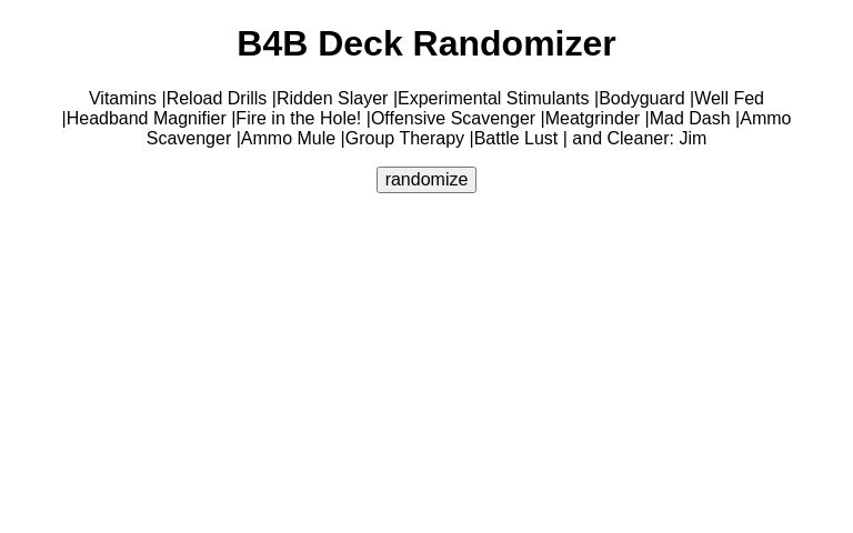 B4B Deck Randomizer ― Perchance Generator