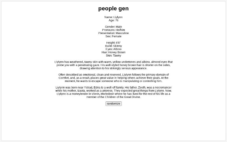 people gen ― Perchance Generator
