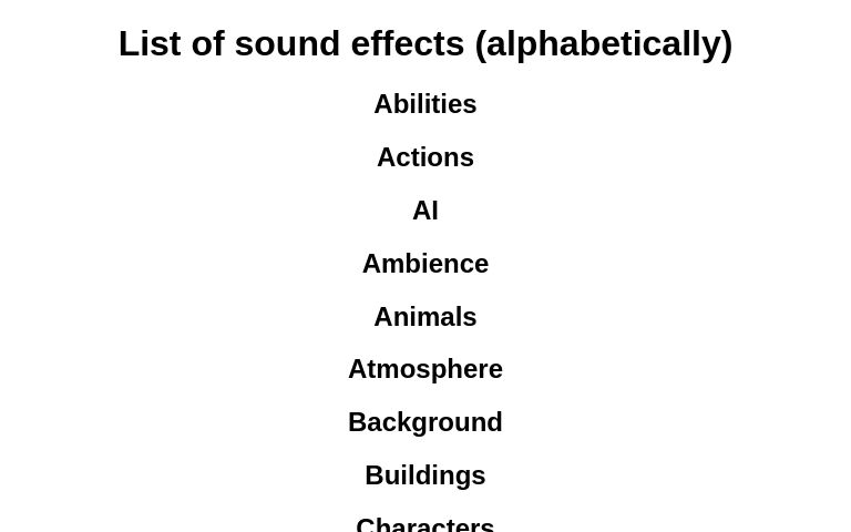 List of sound effects (alphabetically) ― Perchance Generator