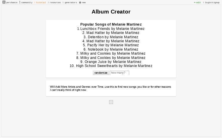 Album Creator ― Perchance Generator