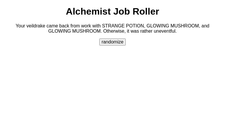 Alchemist Job Roller ― Perchance Generator